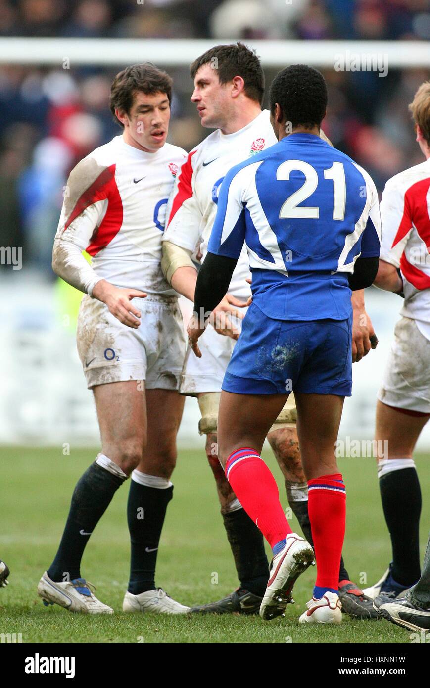 MARTIN CORRY & LIONEL NALLET FRANCE V ENGLAND STADE FRANCE PARIS FRANCE ...