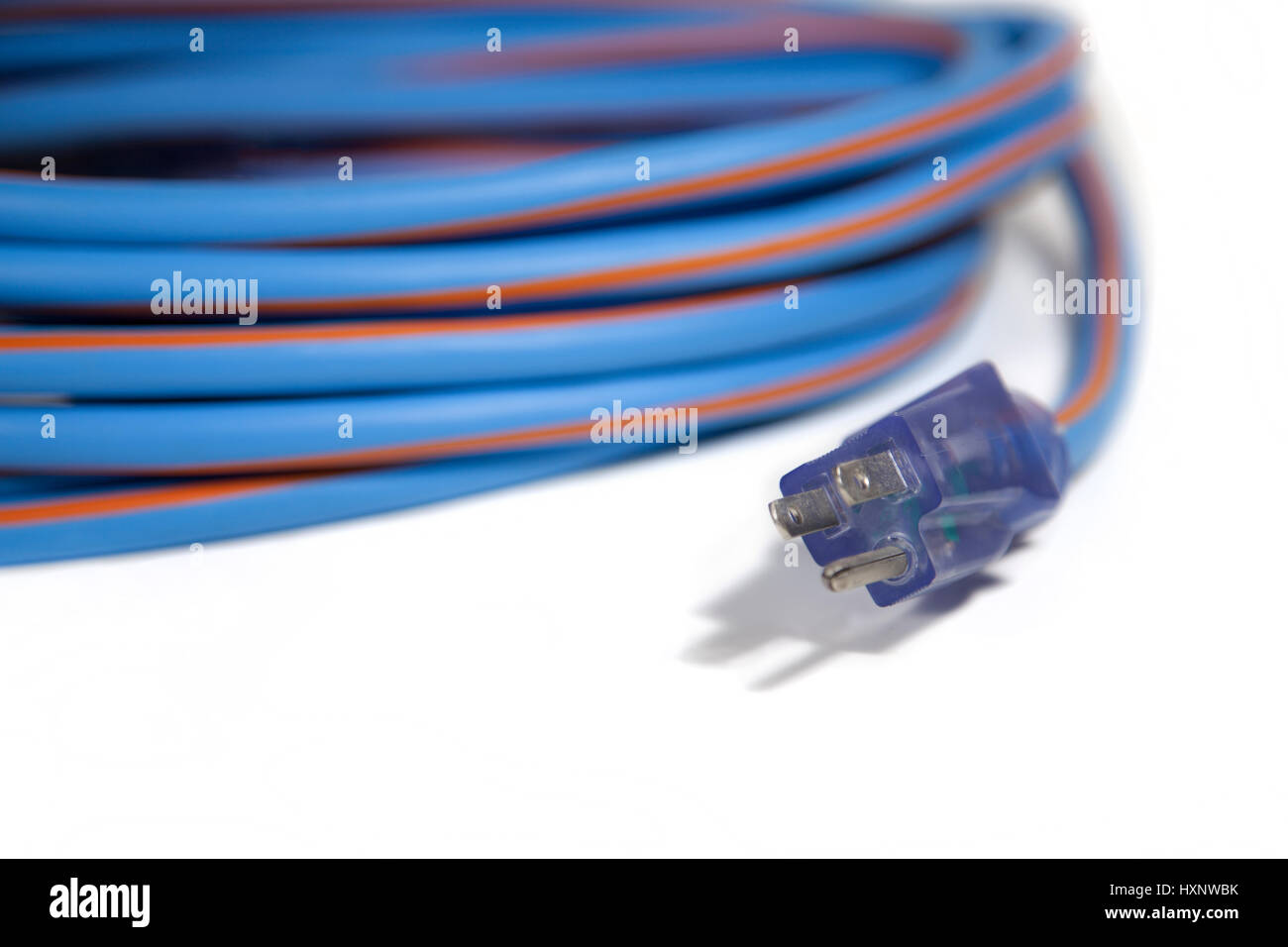Blue electric extension cord isolated on white background Stock Photo ...