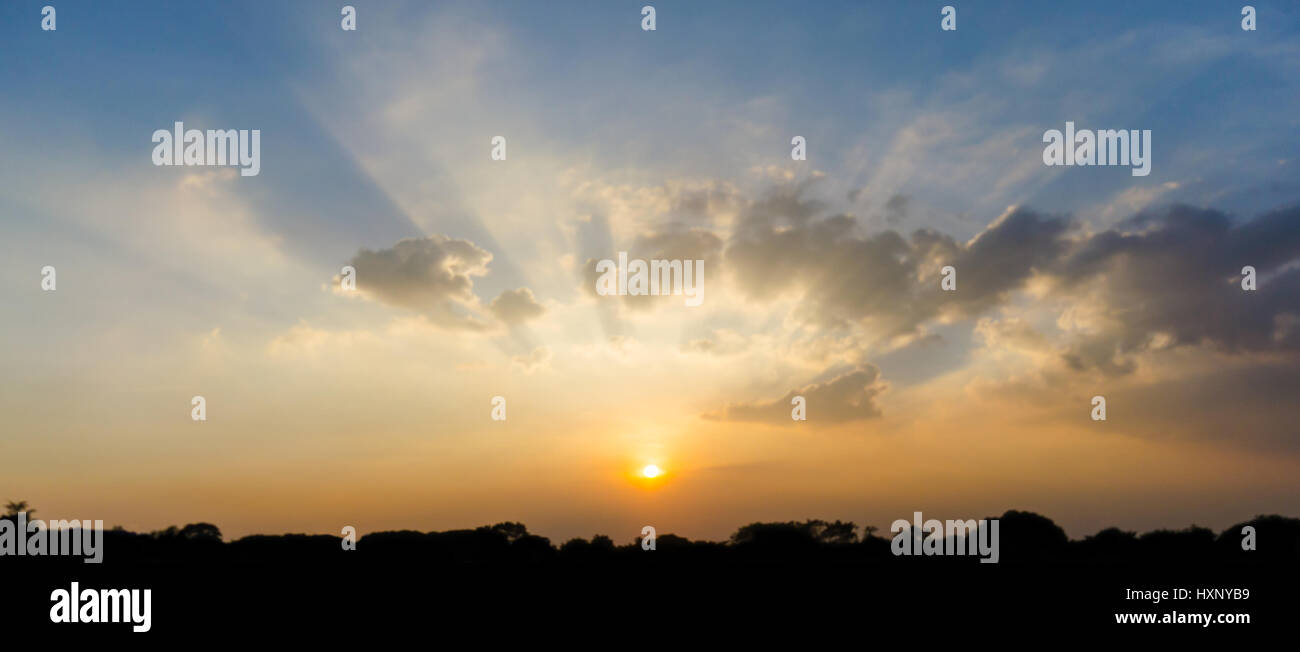 Sunshine and sunset sky in evening Stock Photo - Alamy