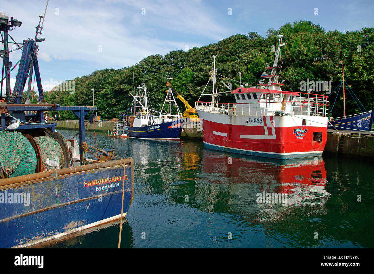 Trawlers, Eyemouth Harbour Stock Photo - Alamy