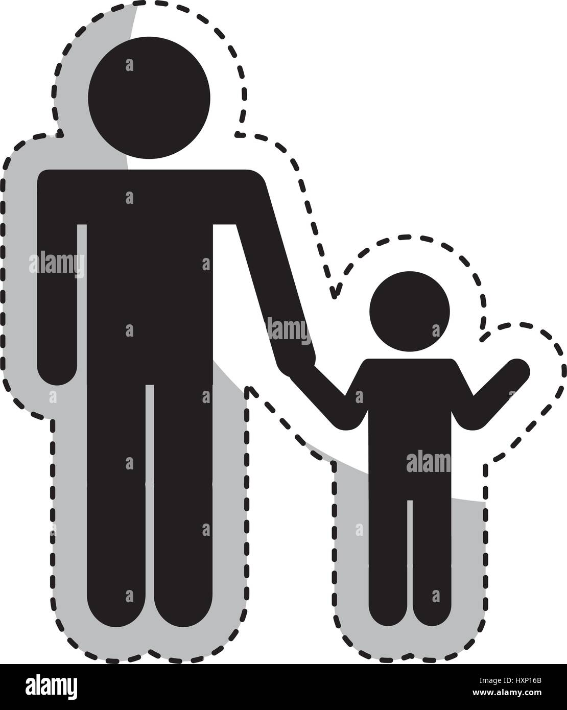 father figure with son silhouette isolated icon Stock Vector Image ...