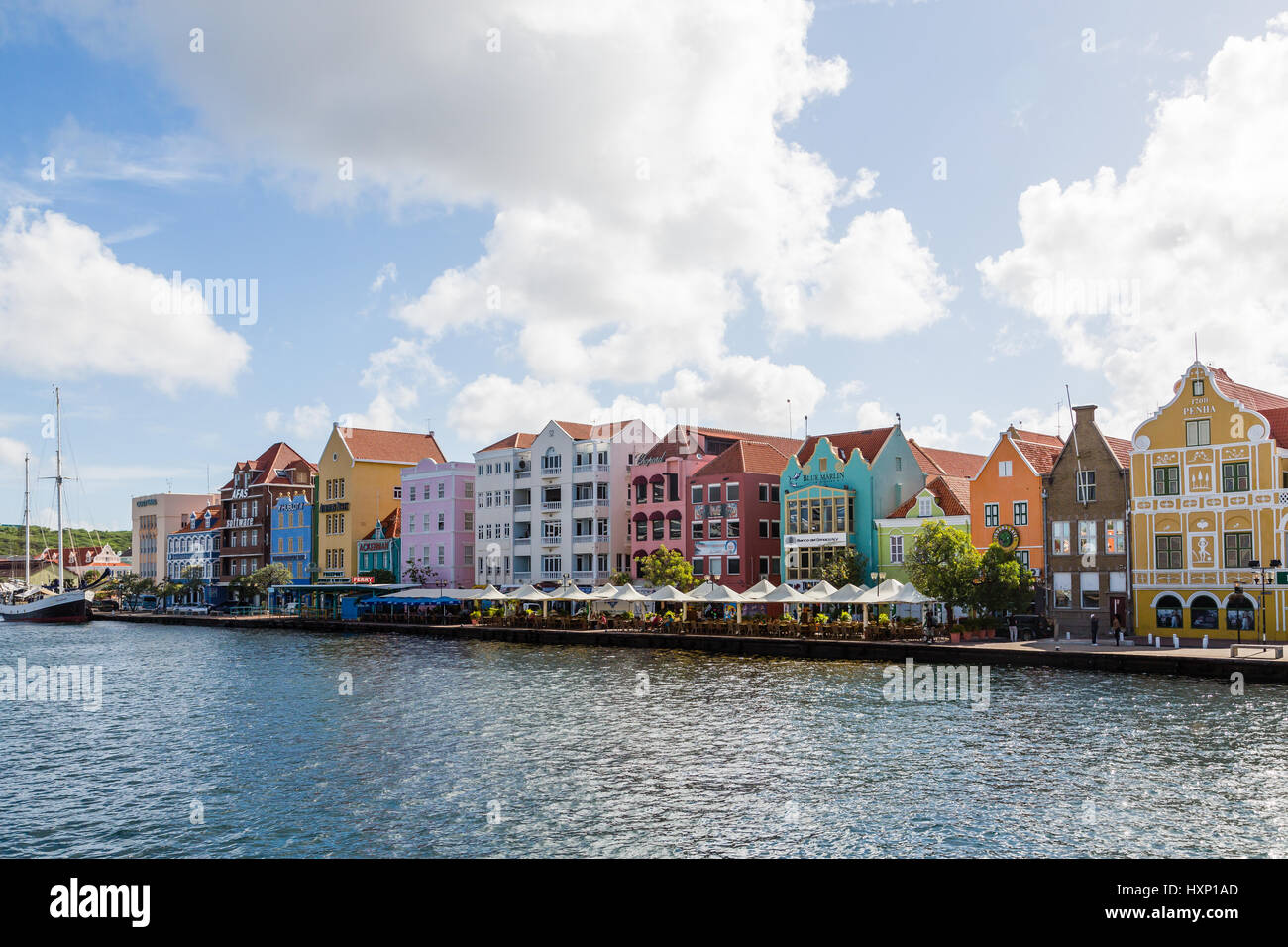 Shops on Shore of Curacao Stock Photo - Alamy