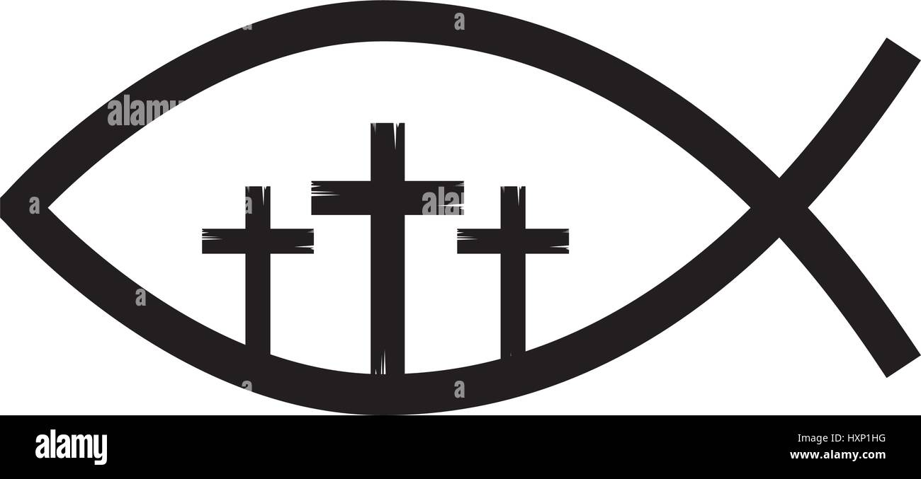 fish religious symbol with cross Stock Vector Image & Art - Alamy