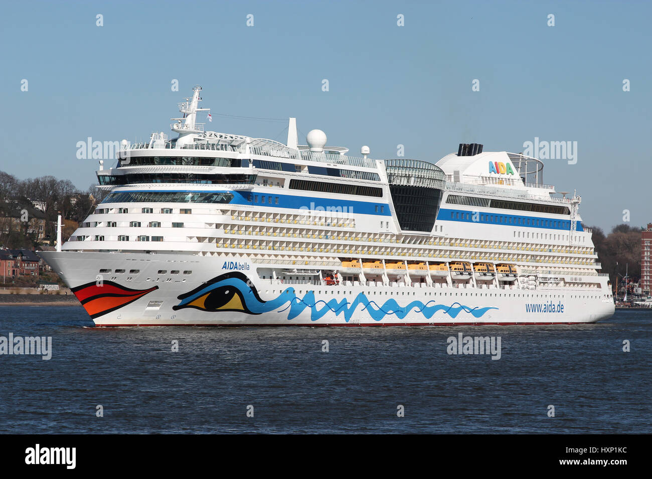 AIDAbella on the river Elbe. AIDAbella is a Sphinx class cruise ship ...