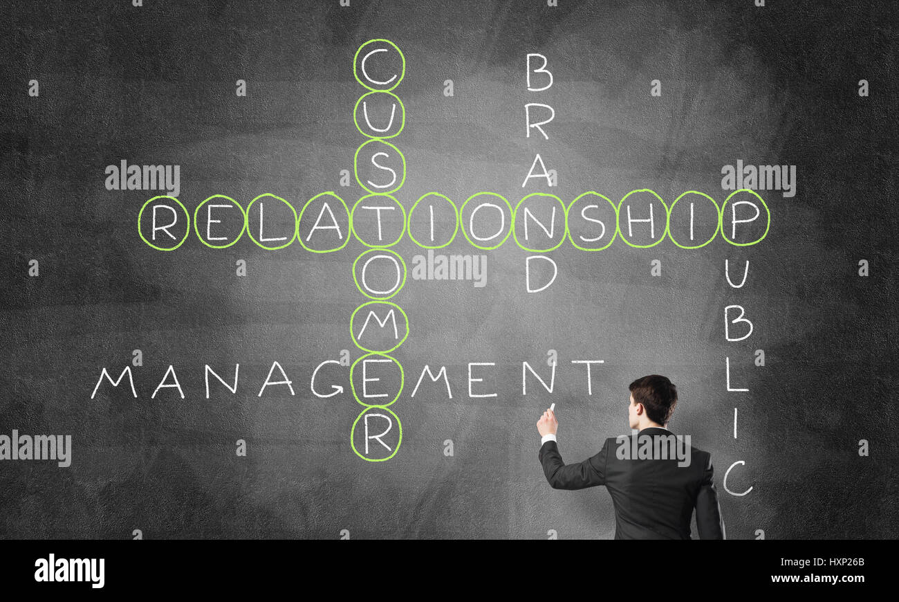 Seminar trainer draw on chalkboard Stock Photo - Alamy