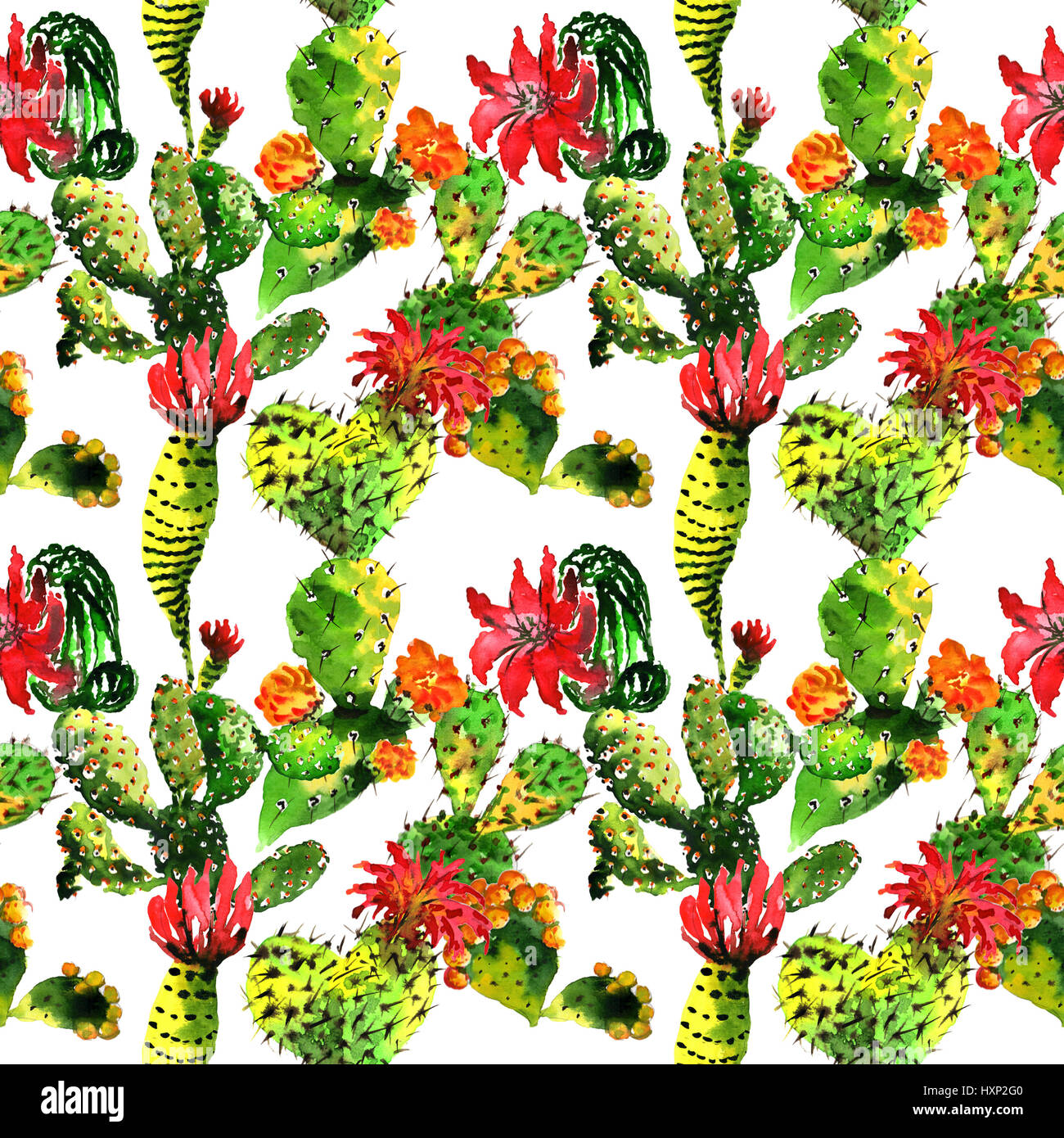 Tropical cactus tree pattern in a watercolor style isolated Stock Photo ...