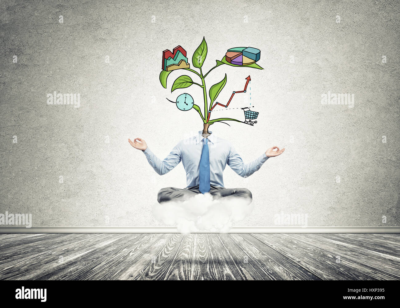 Headless businessman meditating Stock Photo - Alamy