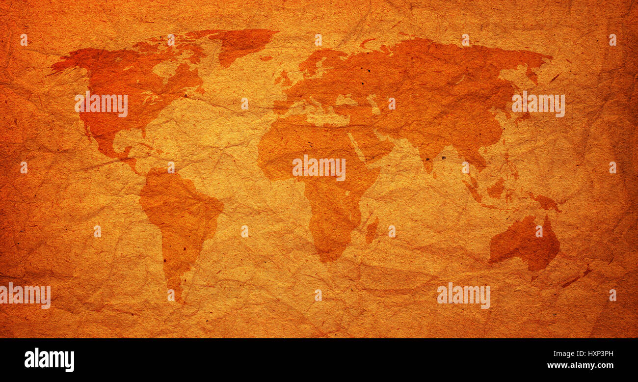 world map with continents and old vintage textures Stock Photo - Alamy