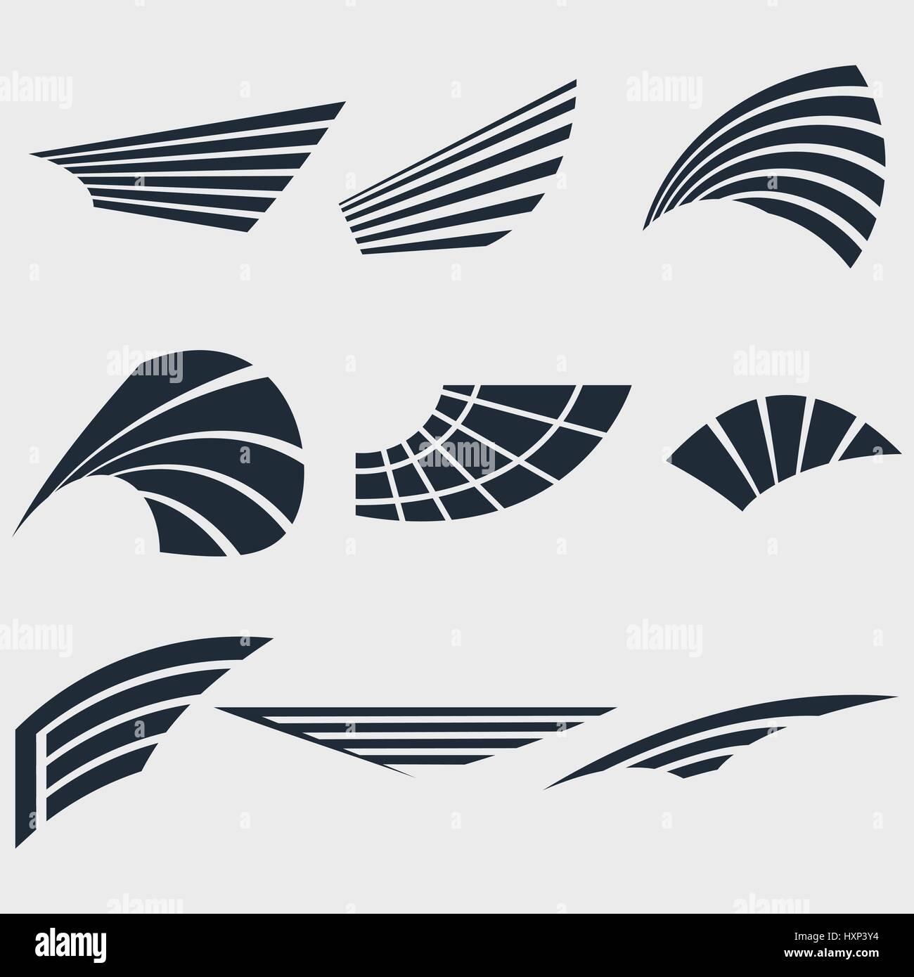 Wings bird icons set Stock Vector Images - Alamy