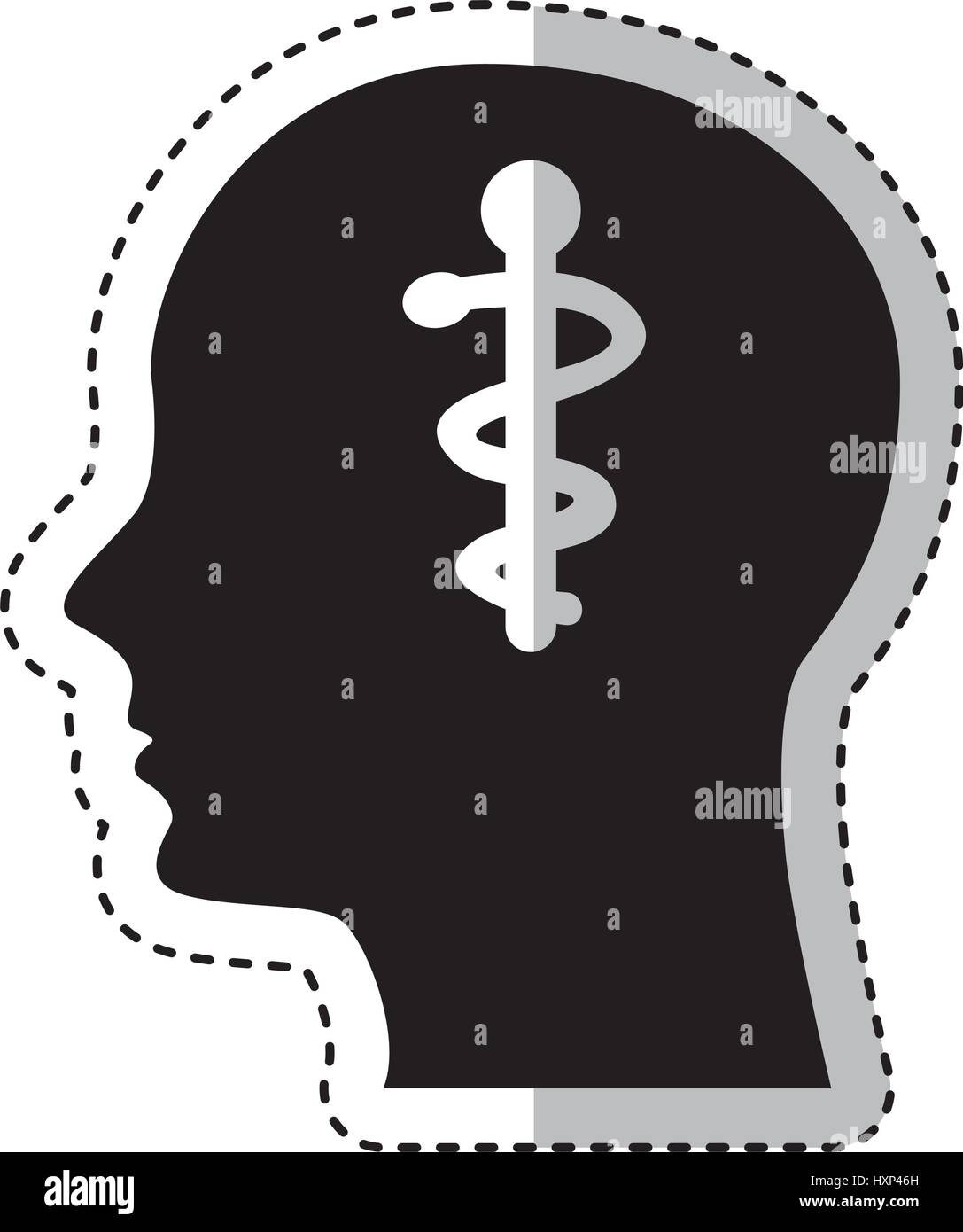 human profile with caduceus symbol Stock Vector Image & Art - Alamy