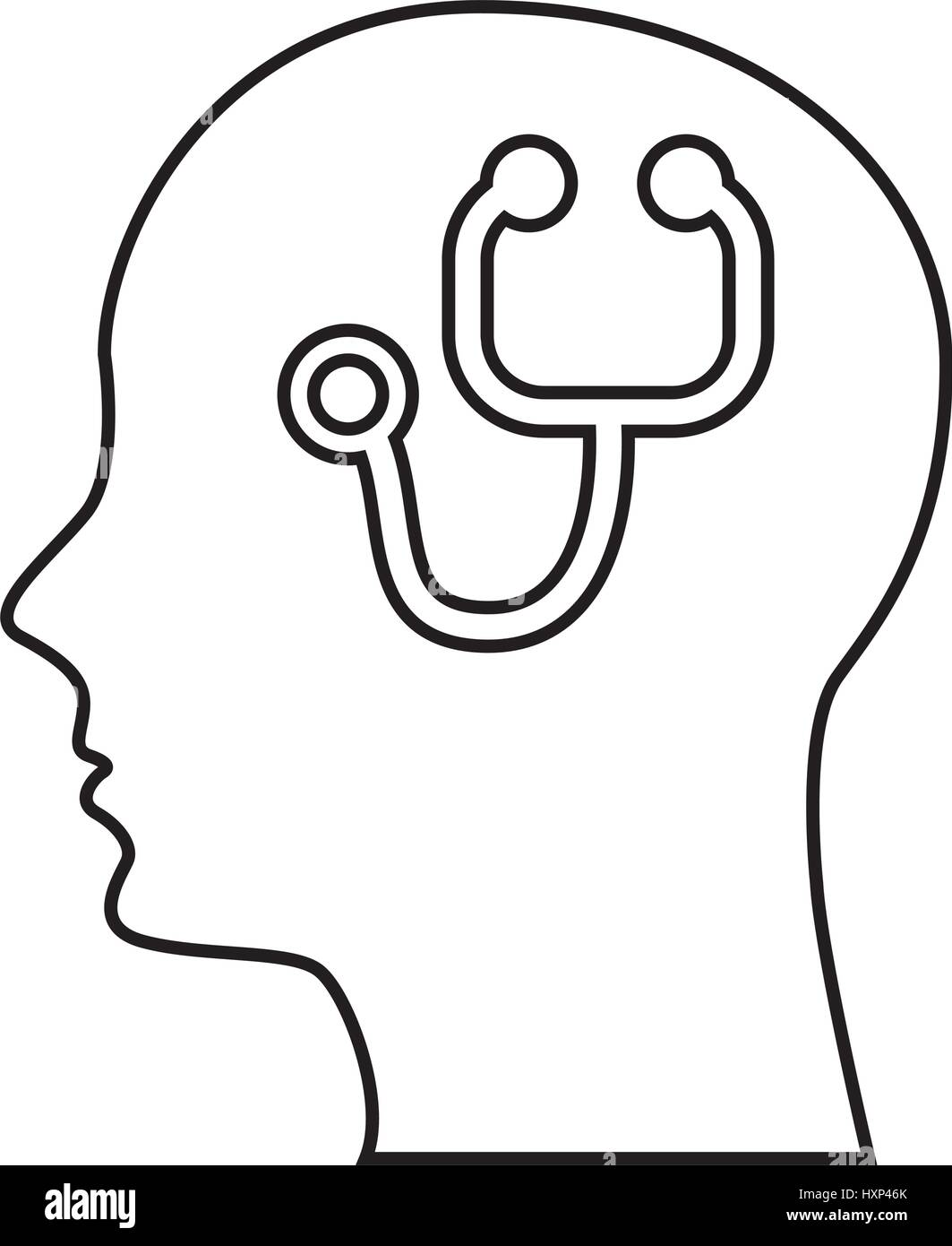 human profile with stethoscope Stock Vector Image & Art - Alamy