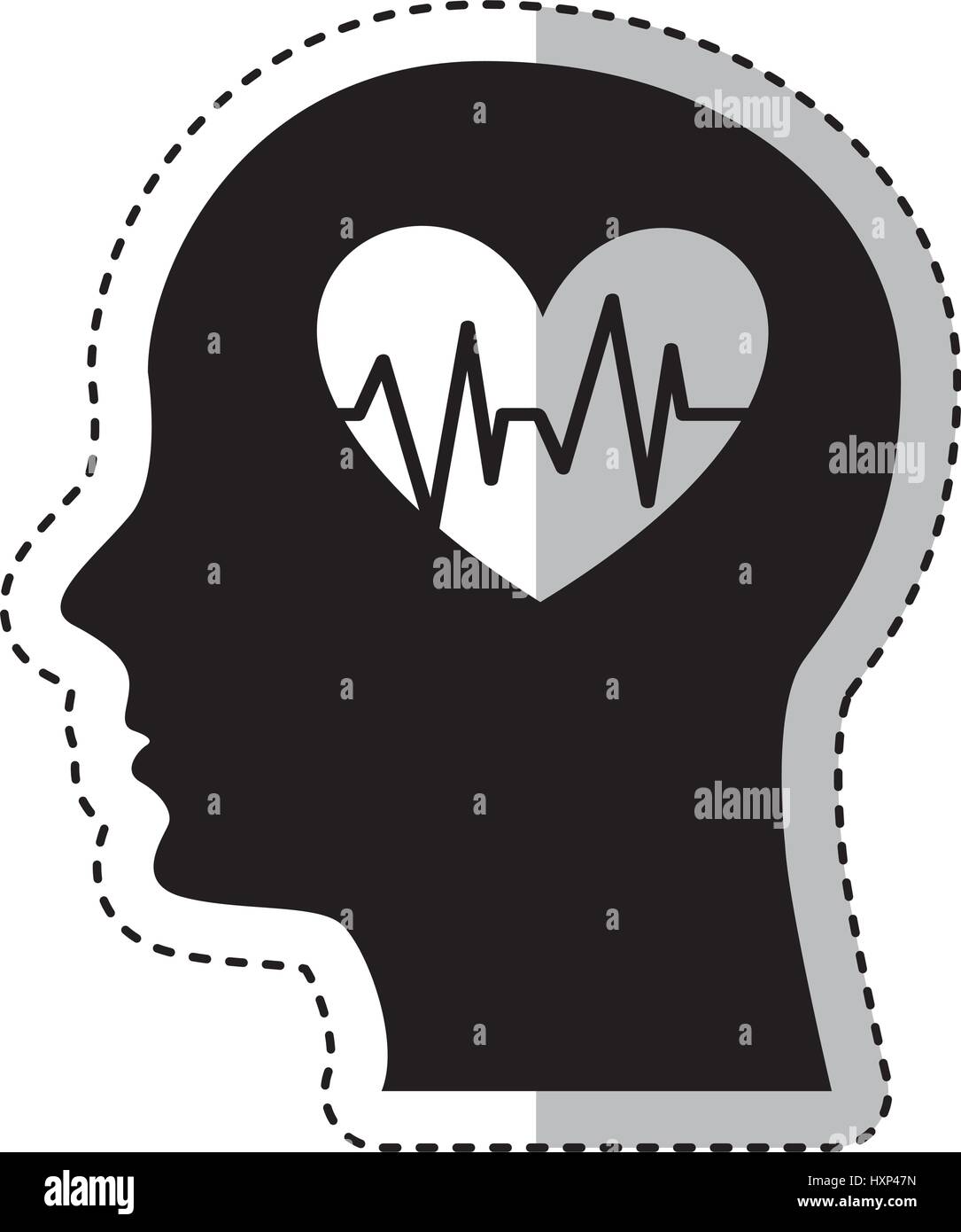 human profile with heart cardio Stock Vector Image & Art - Alamy