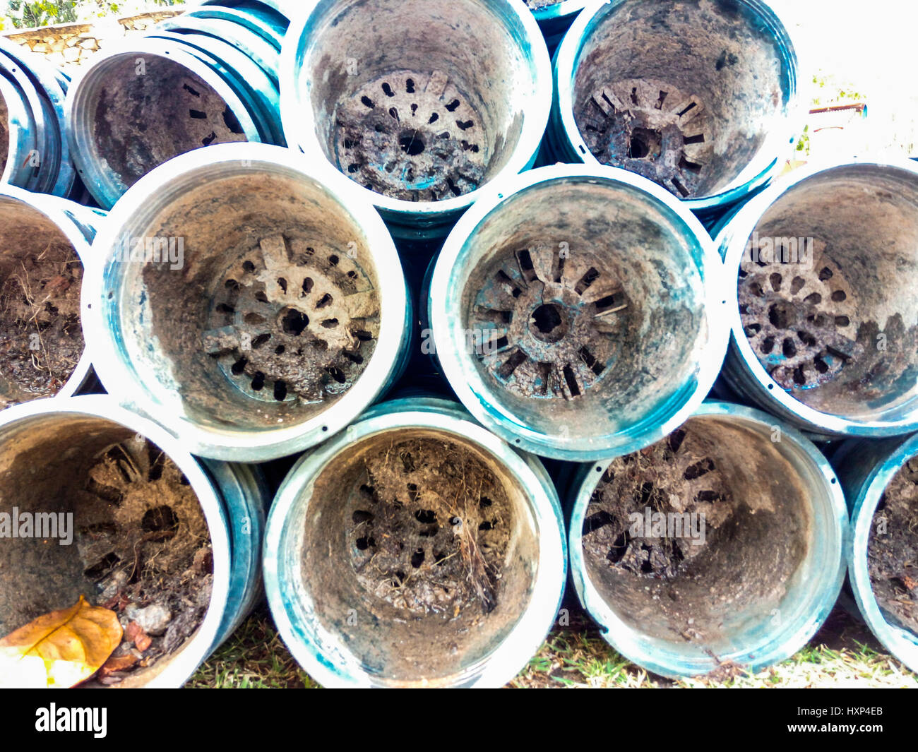 Closeup to Many Pieces of Old Plastic Plant Pot Background Stock Photo ...
