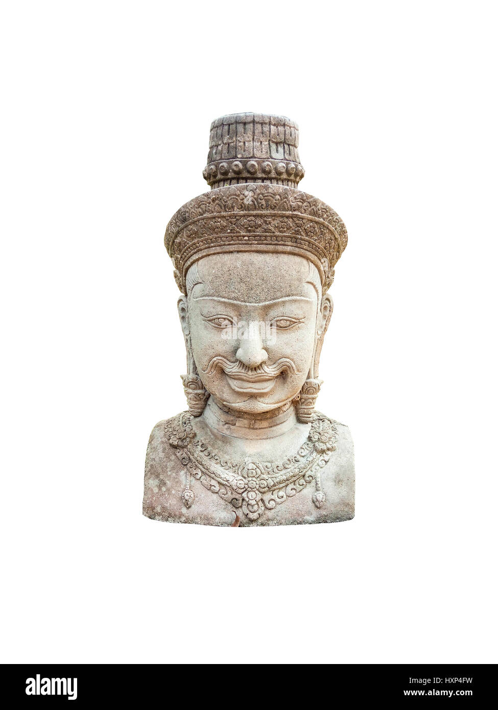 Ancient Cambodian Hinduism God Bust Statue, Isolated Stock Photo - Alamy