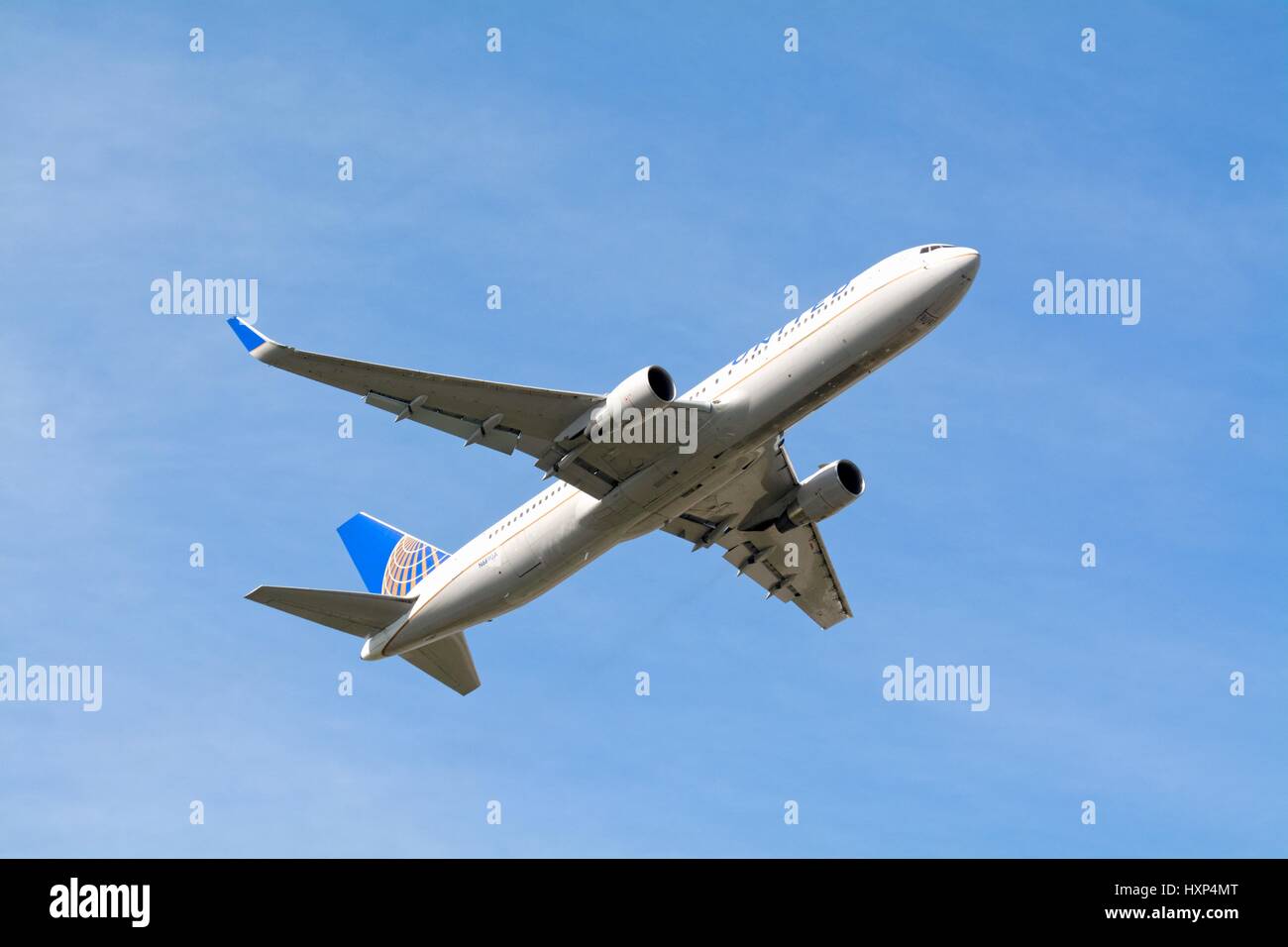 United Airline Boeing 767 taking off from Heathrow London UK Stock ...