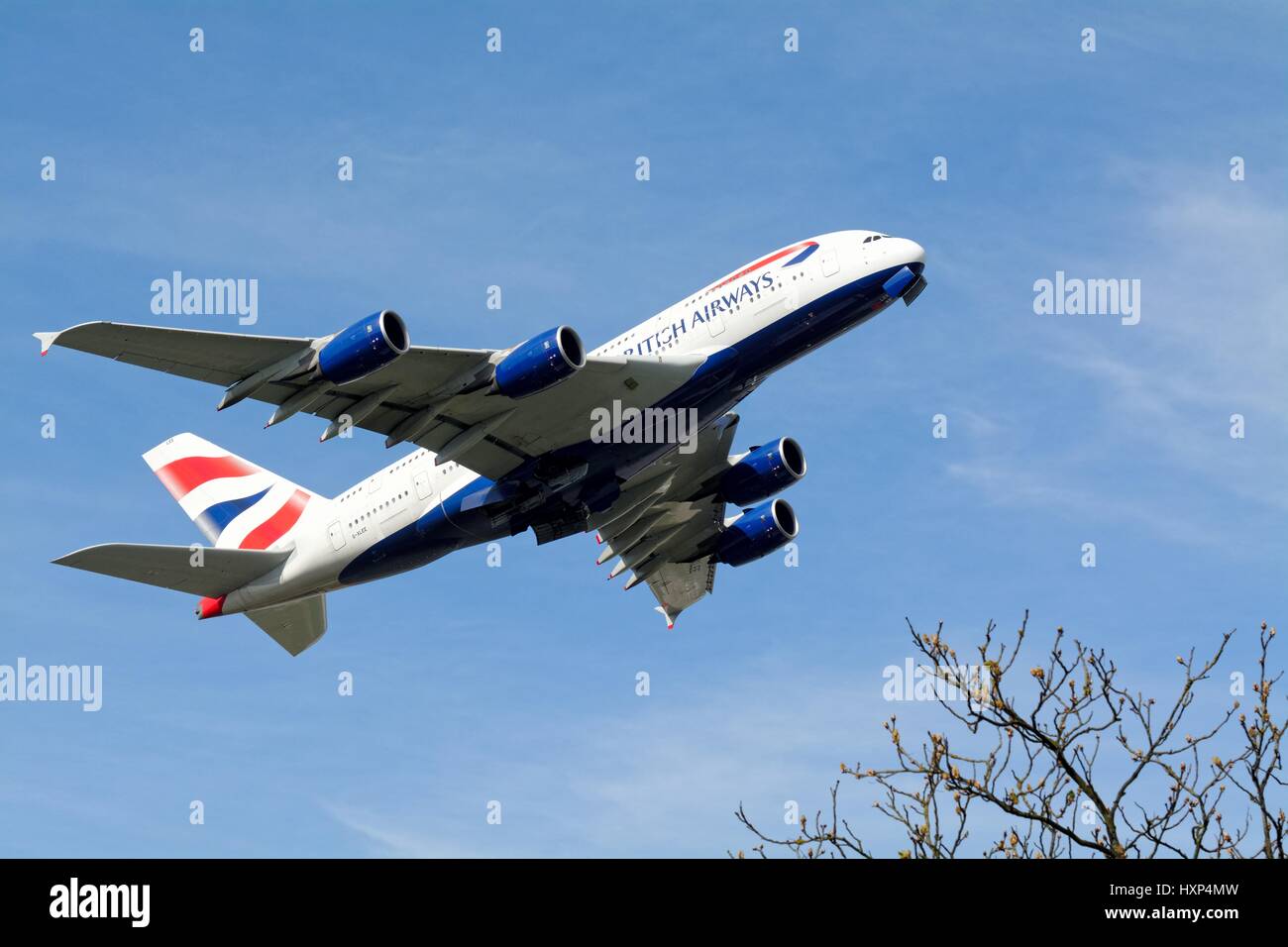 British Airways Airbus A-380 taking off from Heathrow London UK Stock ...