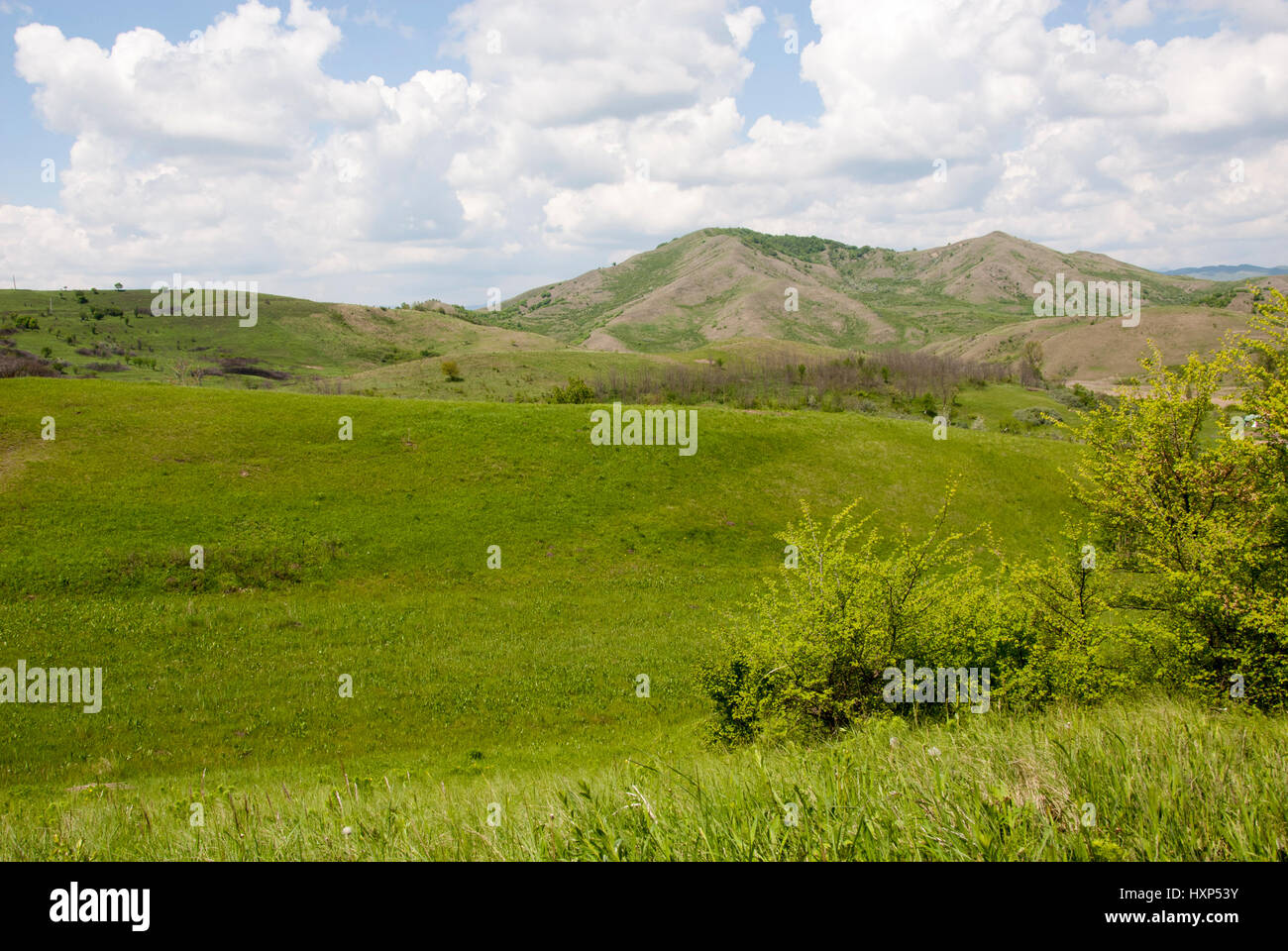 Buzau, Romania rural landscape with blue sky - Summer time in country ...