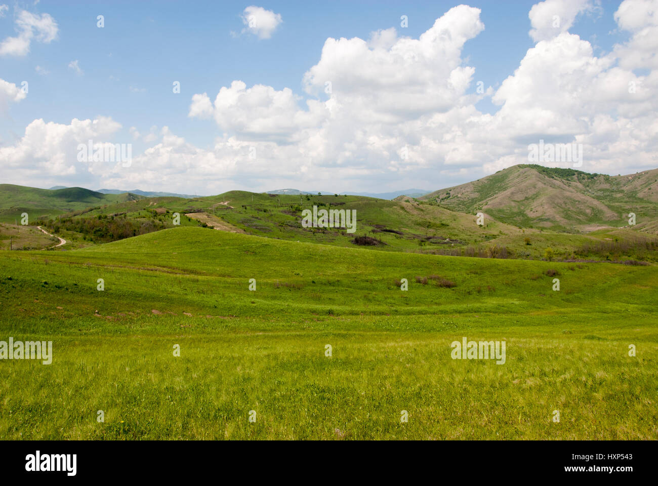 Buzau, Romania rural landscape with blue sky - Summer time in country ...