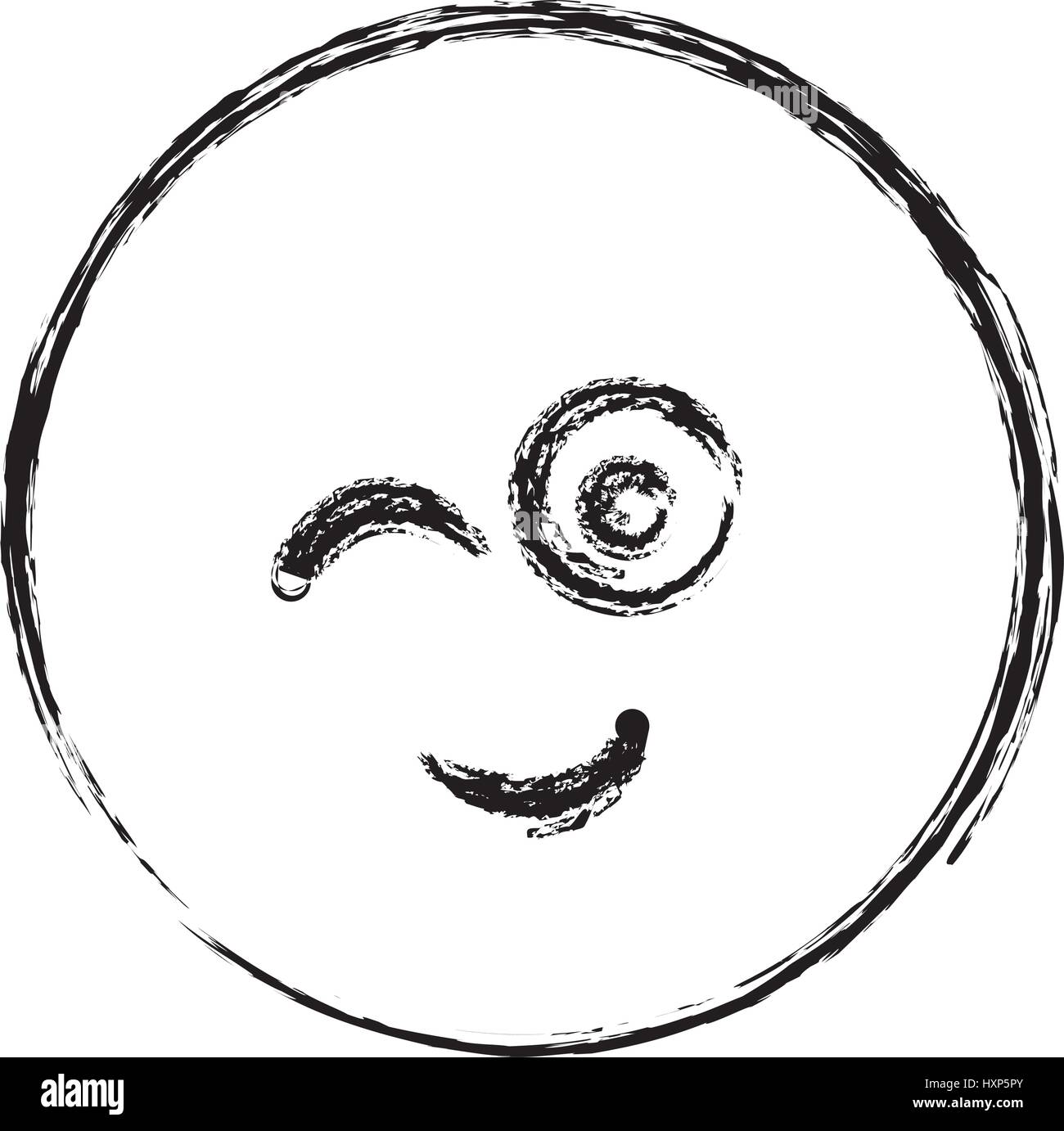 Silhouette emoticon face winking expression hi-res stock photography ...