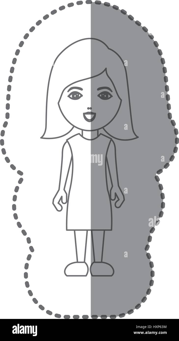 sticker silhouette caricature dumbfounded woman with costume Stock ...