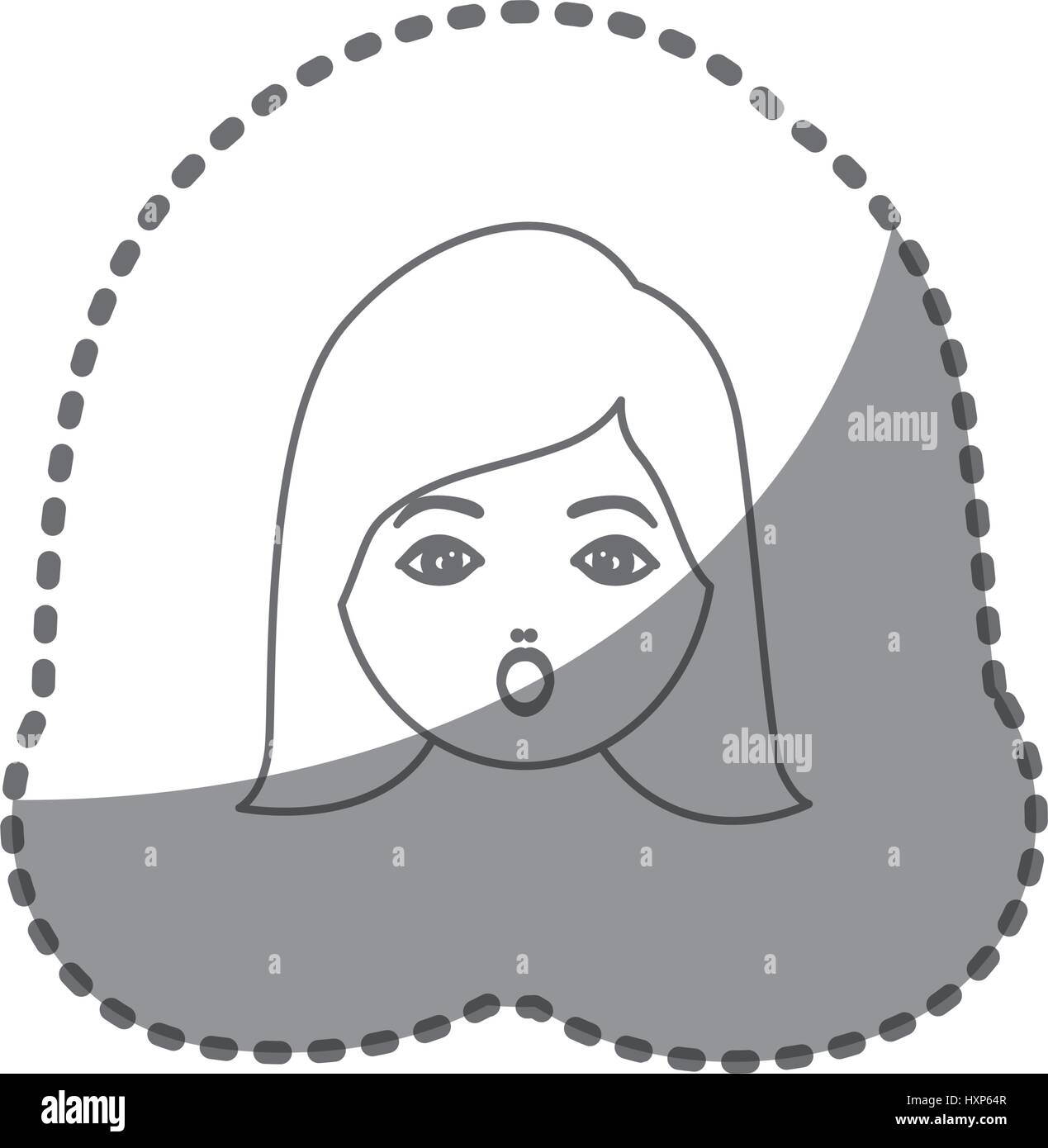 sticker silhouette cartoon human female puzzled face Stock Vector Image ...