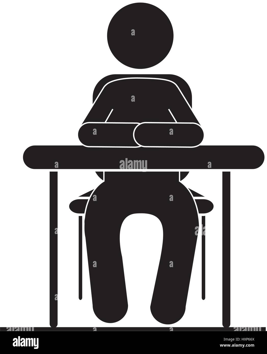 black silhouette pictogram sit in desk Stock Vector Image & Art - Alamy