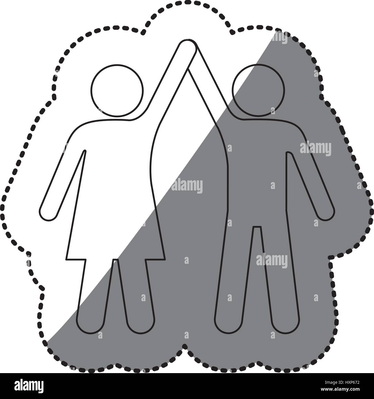 silhouette sticker of pictogram couple taken of hands up Stock Vector ...