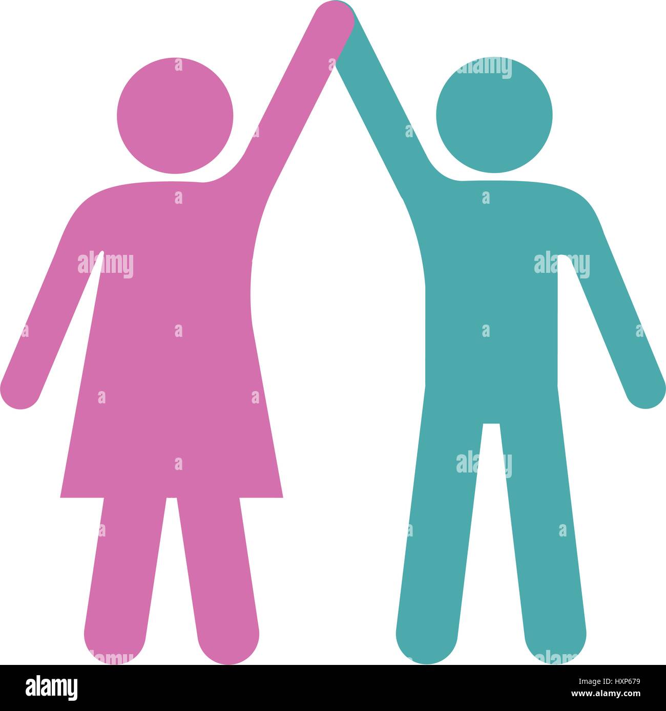 silhouette color pictogram of couple taken of hands up Stock Vector ...