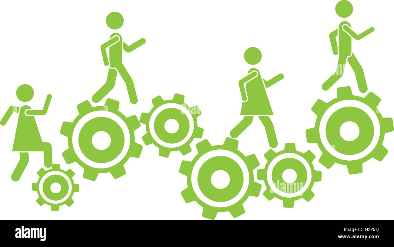 monochrome background with people and industry progress Stock Vector ...