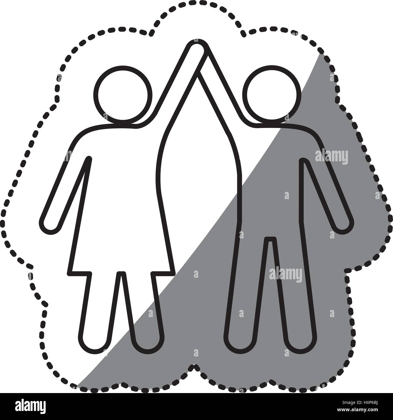 sticker silhouette pictogram of couple taken of hands up Stock Vector ...