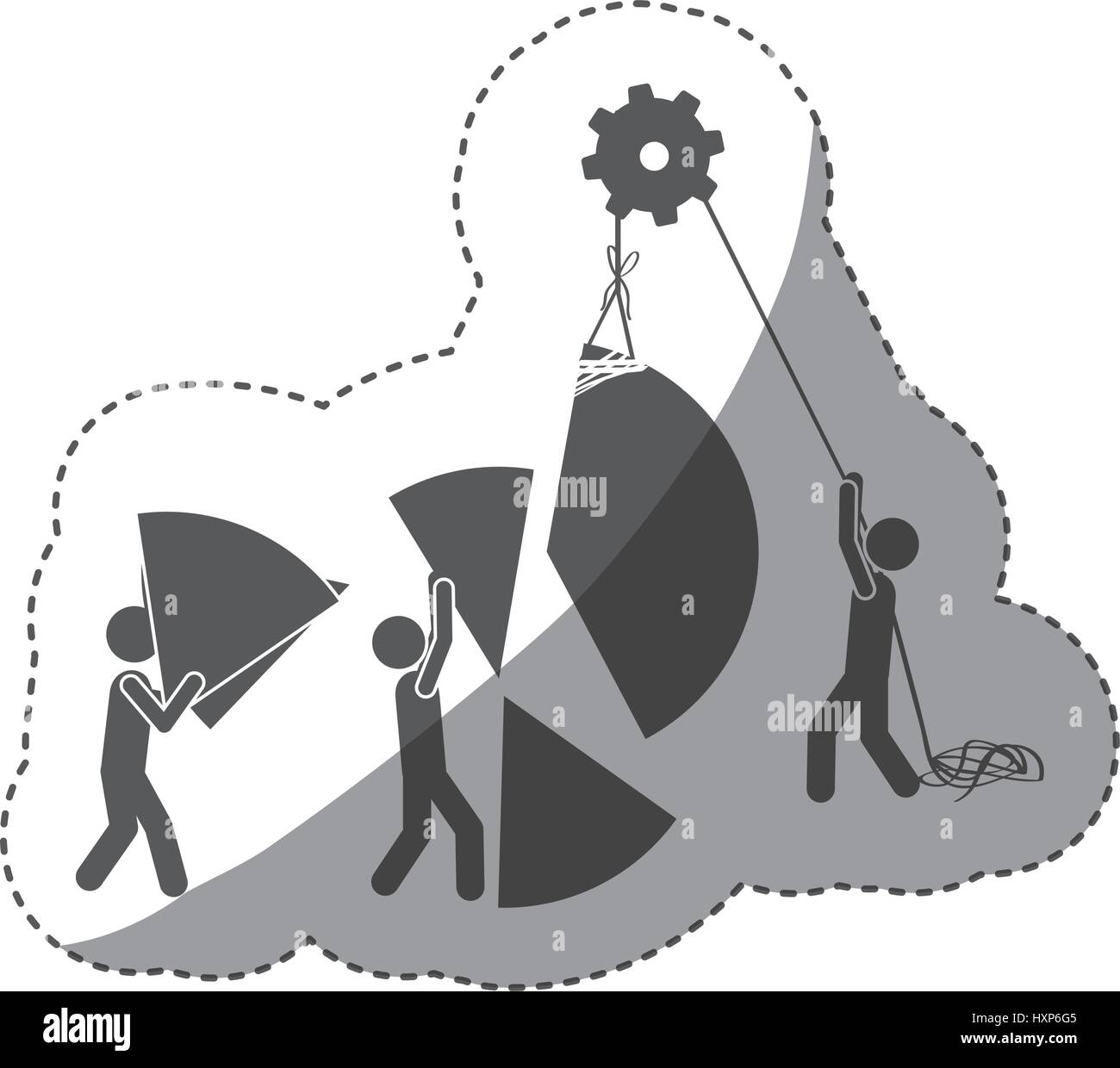 grayscale pictogram sticker with construction workers Stock Vector ...