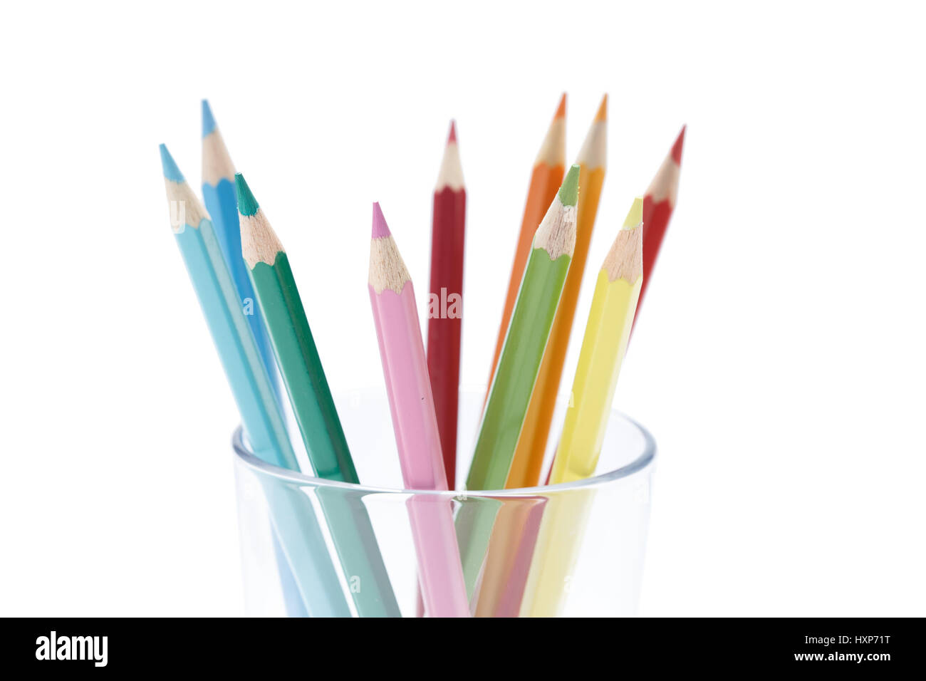 Coloured pencils in glass Stock Photo - Alamy
