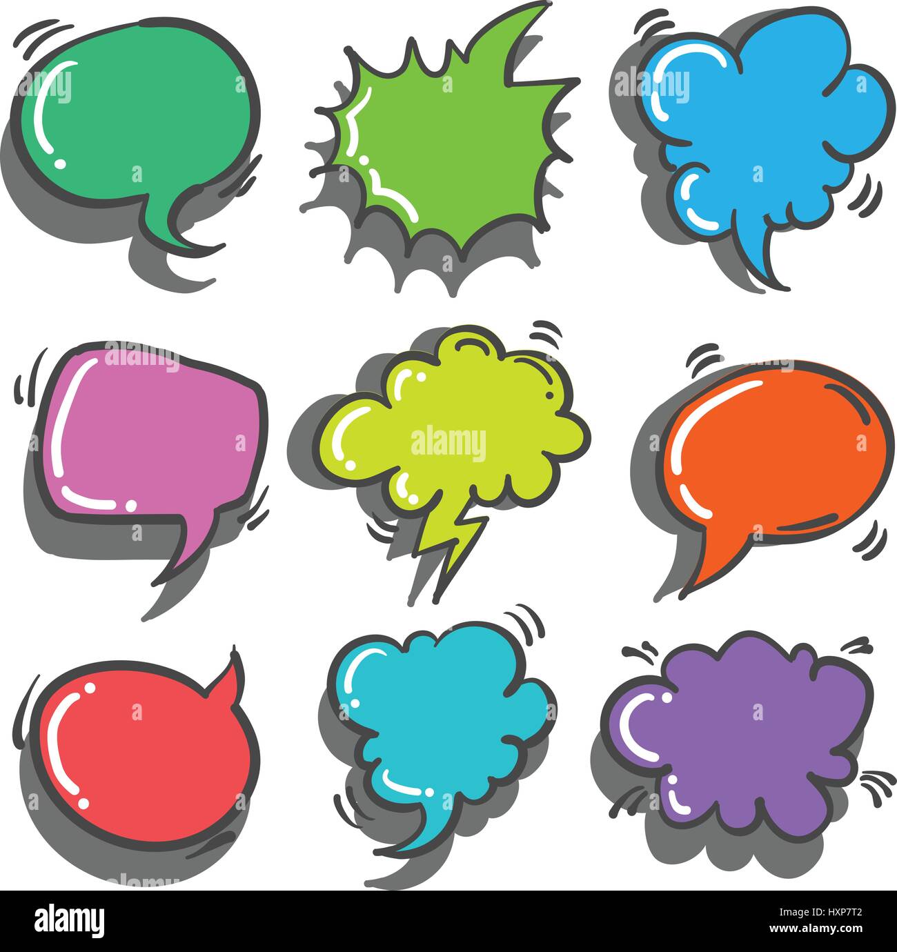Collection text balloon style colorful vector illustration Stock Vector ...