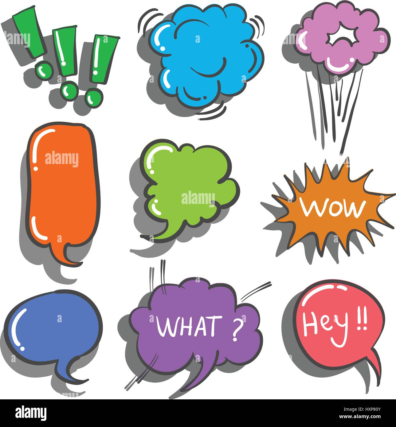 Text balloon style doodles collection vector illustration Stock Vector ...