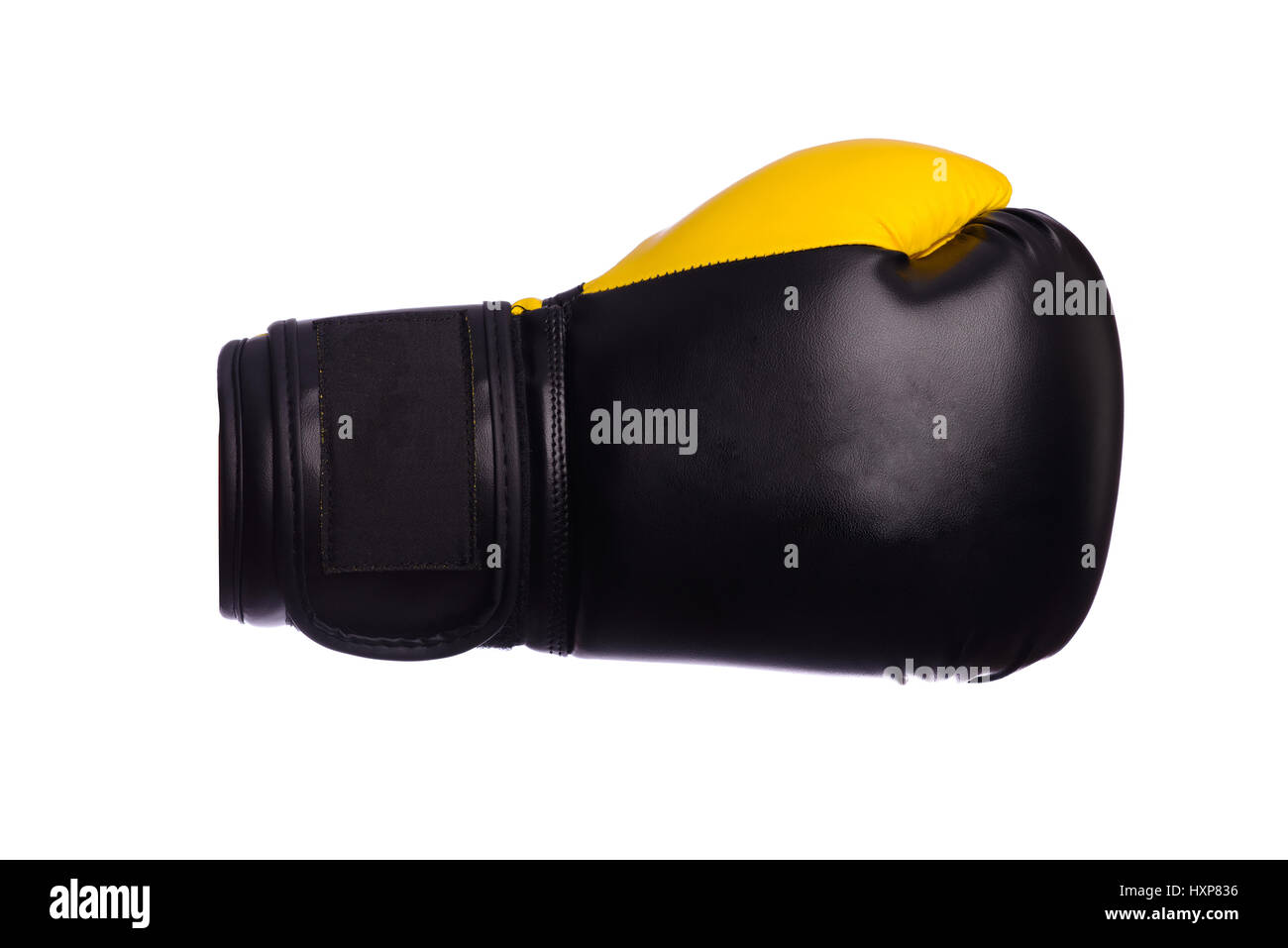 Yellow boxing mitts on a white background Stock Photo - Alamy
