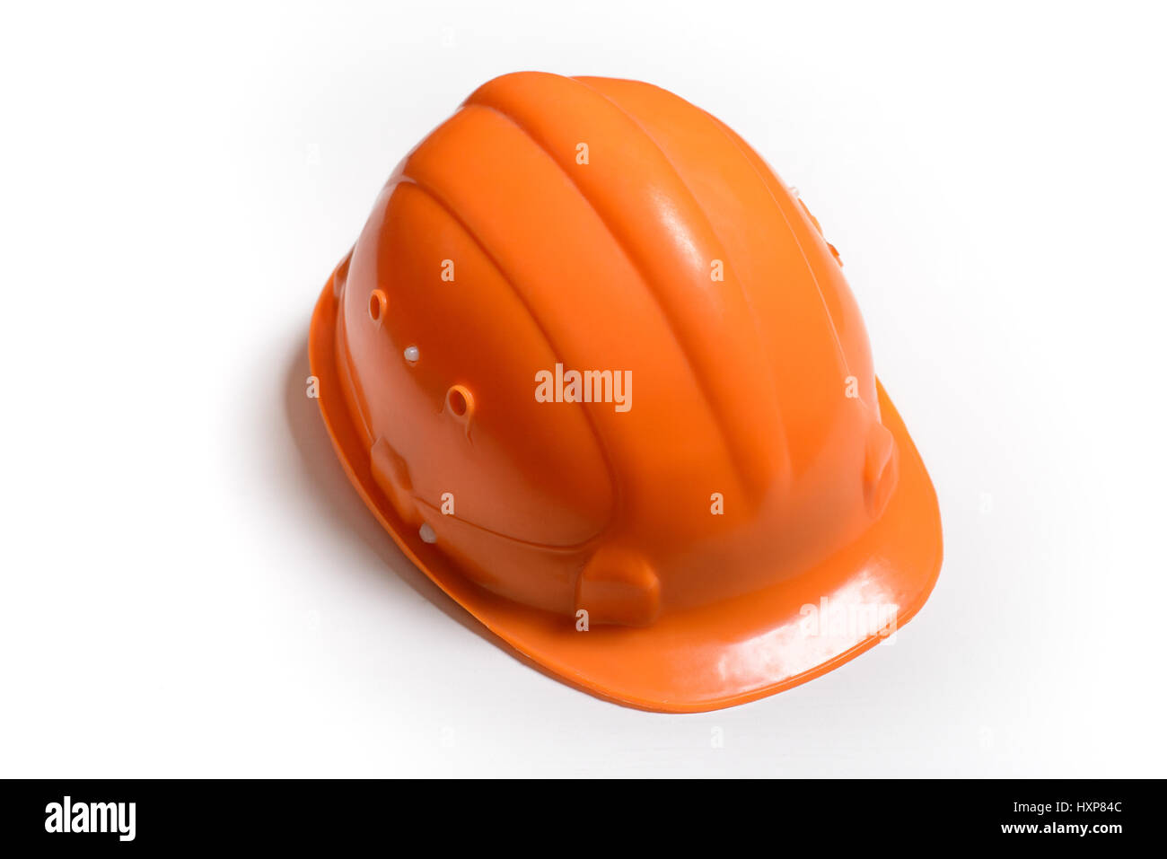 helmet for head protection in construction on a white background Stock ...