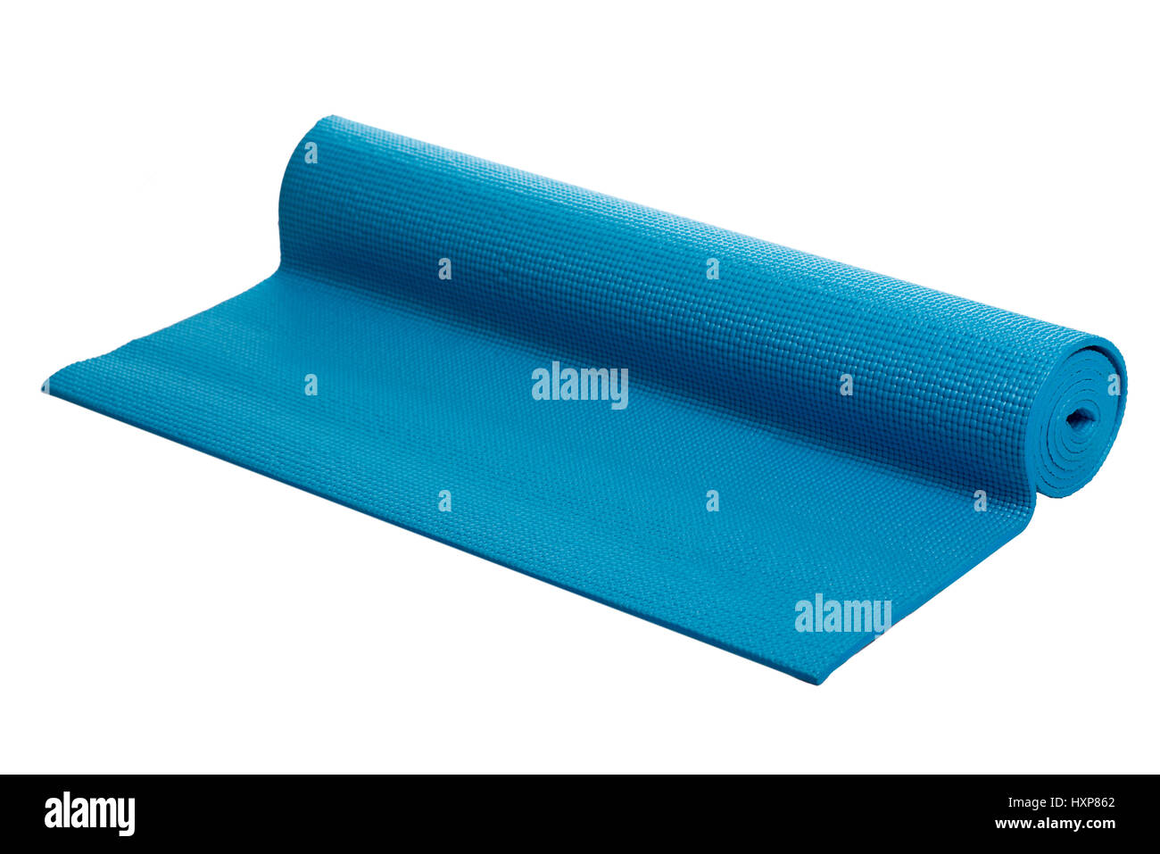 blue yoga mat on a white background ,isolated Stock Photo - Alamy