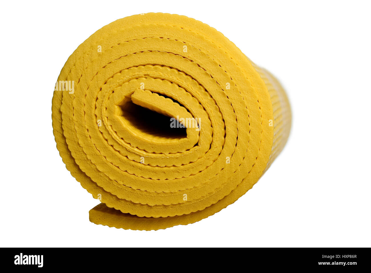 yellow yoga mat on a white background ,isolated Stock Photo - Alamy