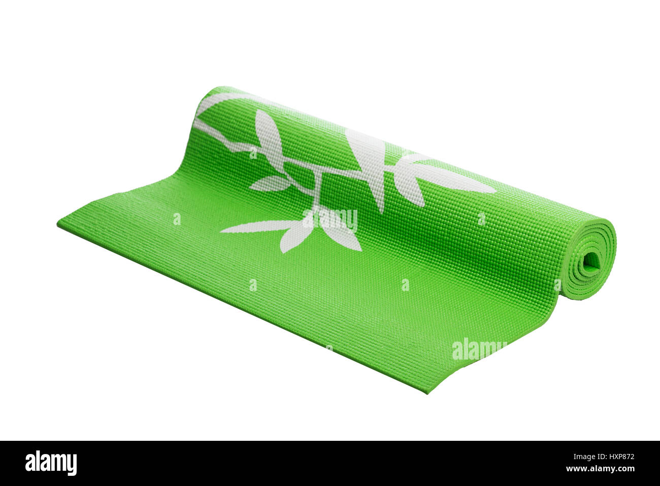 green yoga mat on a white background ,isolated Stock Photo - Alamy
