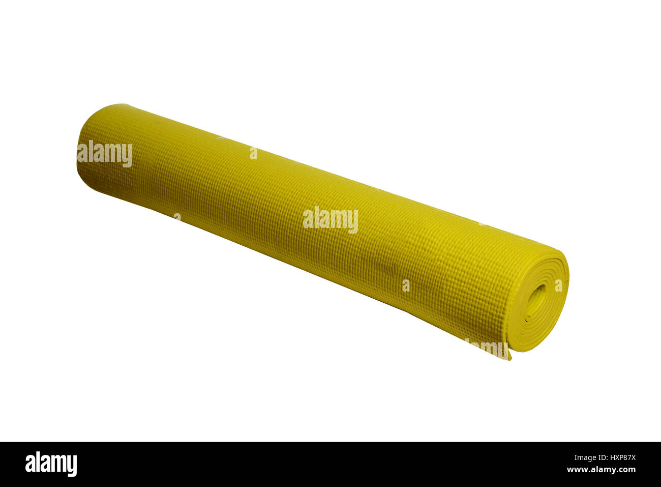 yellow yoga mat on a white background ,isolated Stock Photo - Alamy