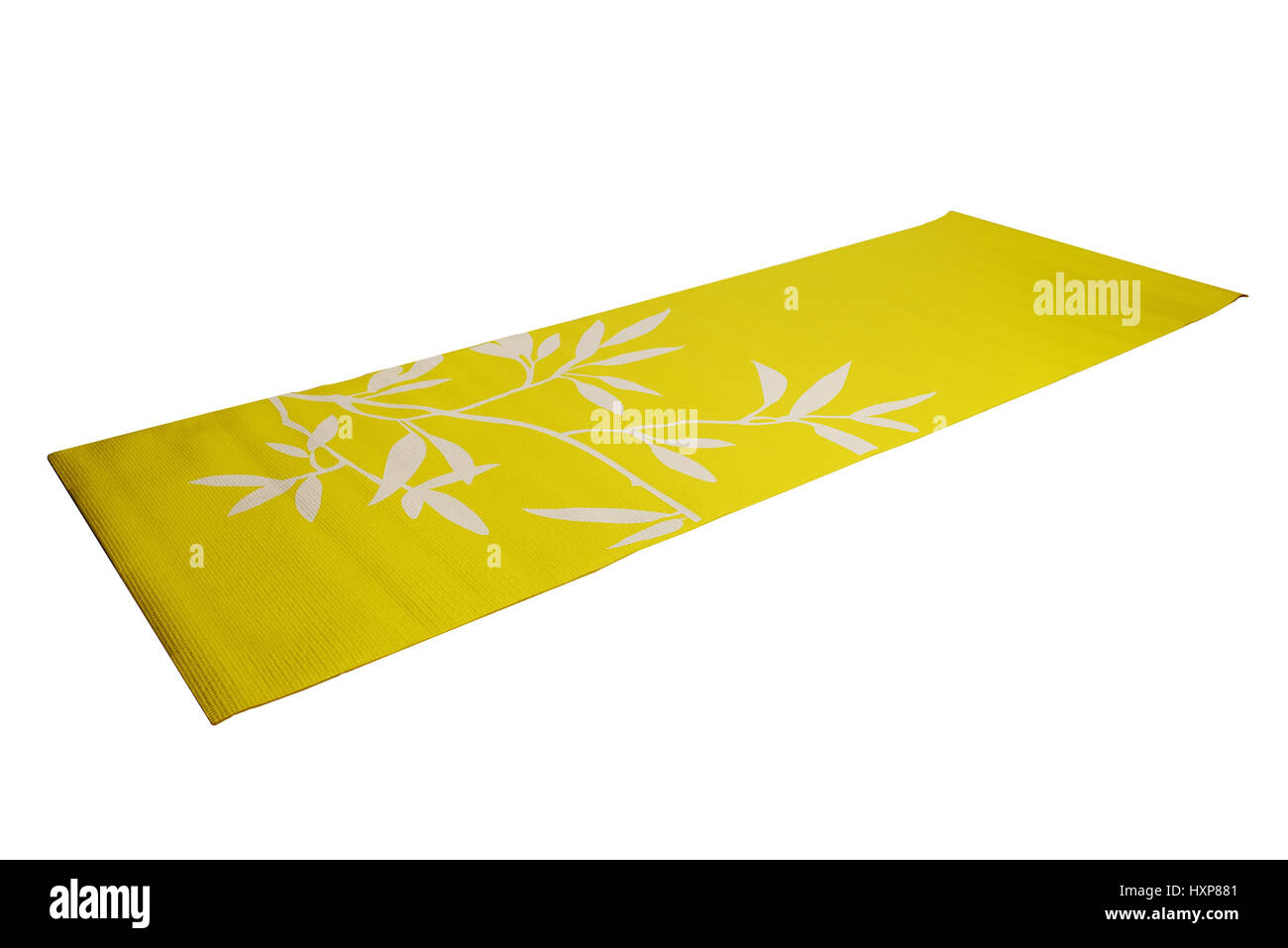 yellow yoga mat on a white background ,isolated Stock Photo - Alamy