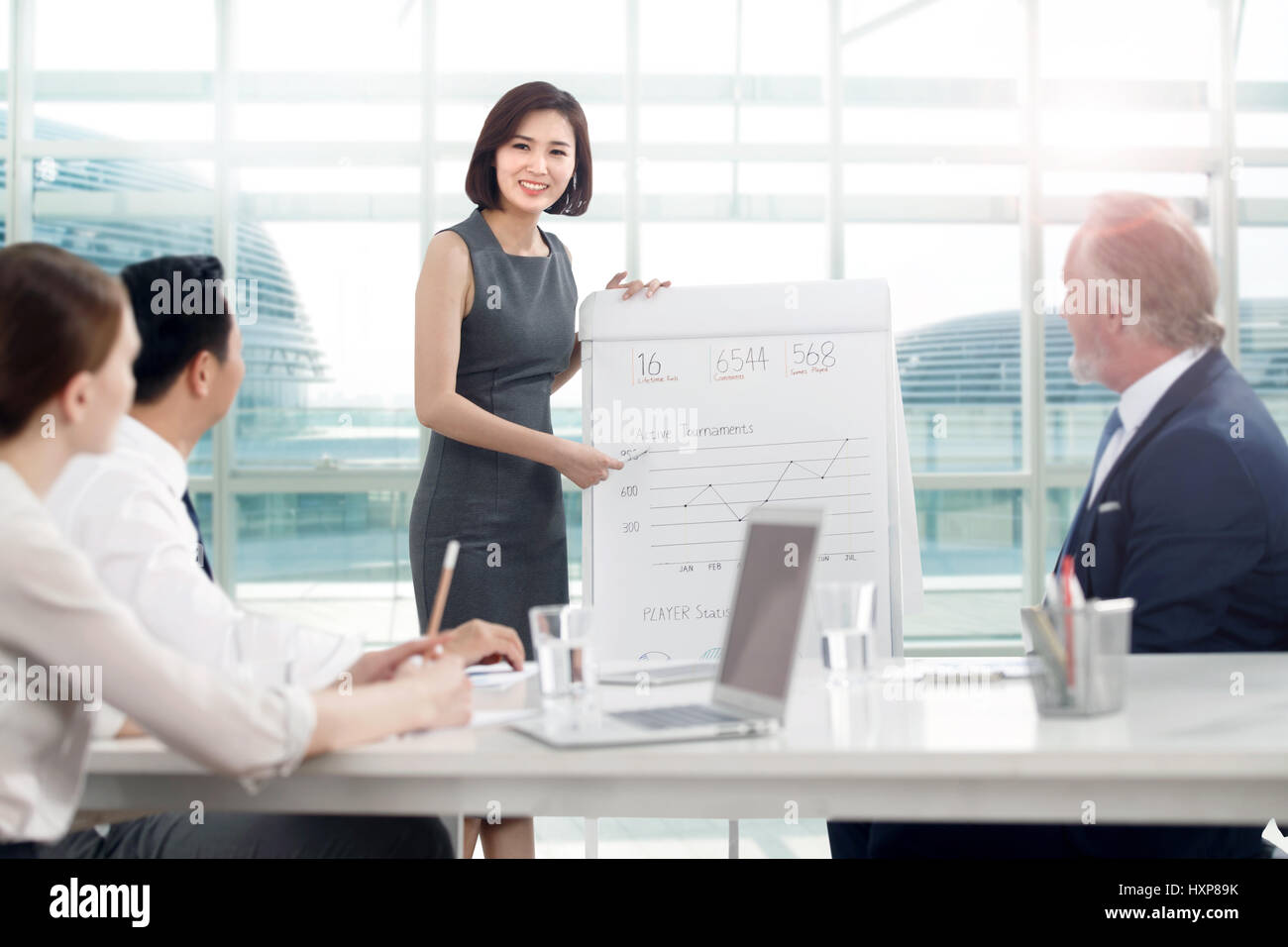 Business woman presenting during a meeting Stock Photo - Alamy