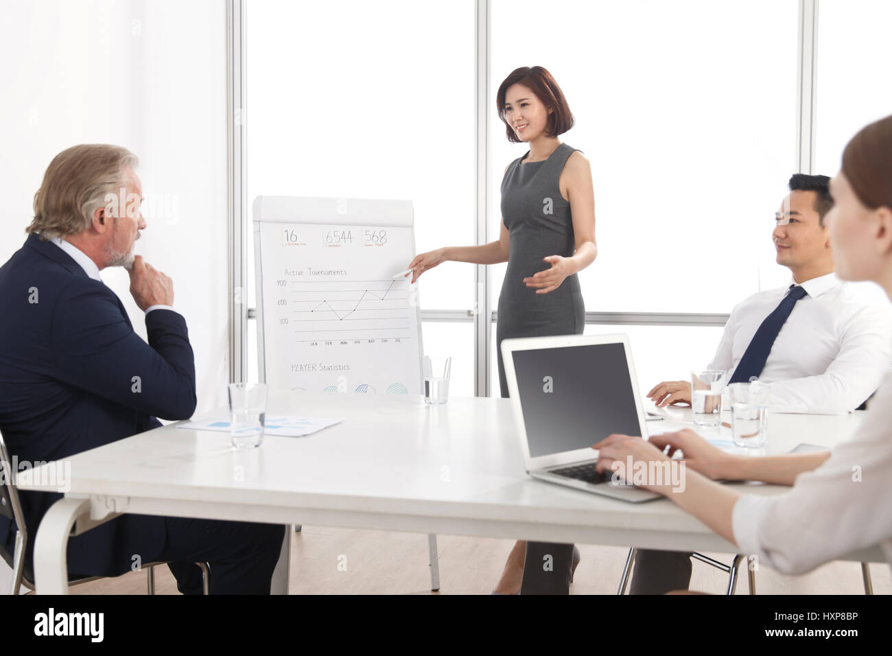 Business woman presenting during a meeting Stock Photo - Alamy