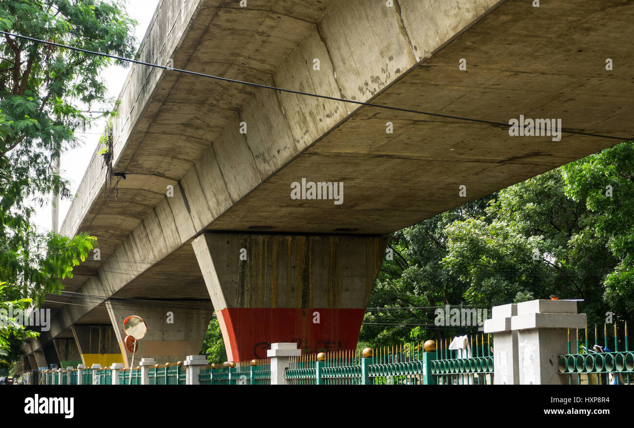 fly over for railway with trees and fence below the flyover photo taken ...
