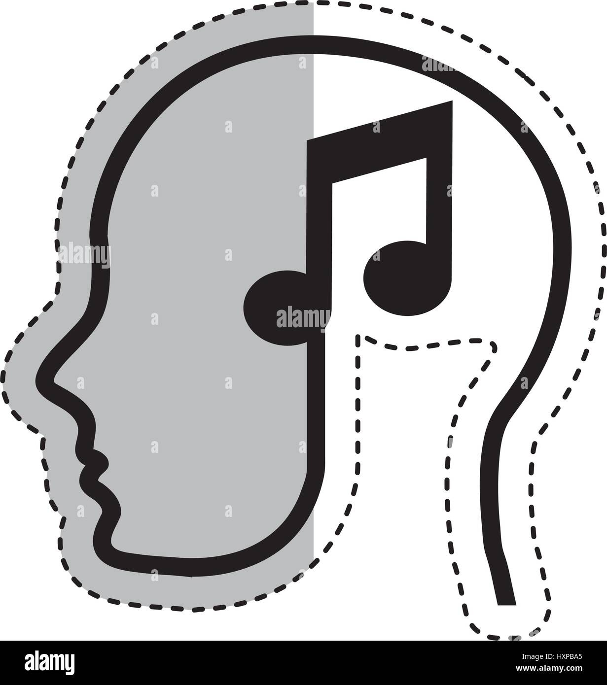 human profile with music note vector illustration design Stock Vector ...
