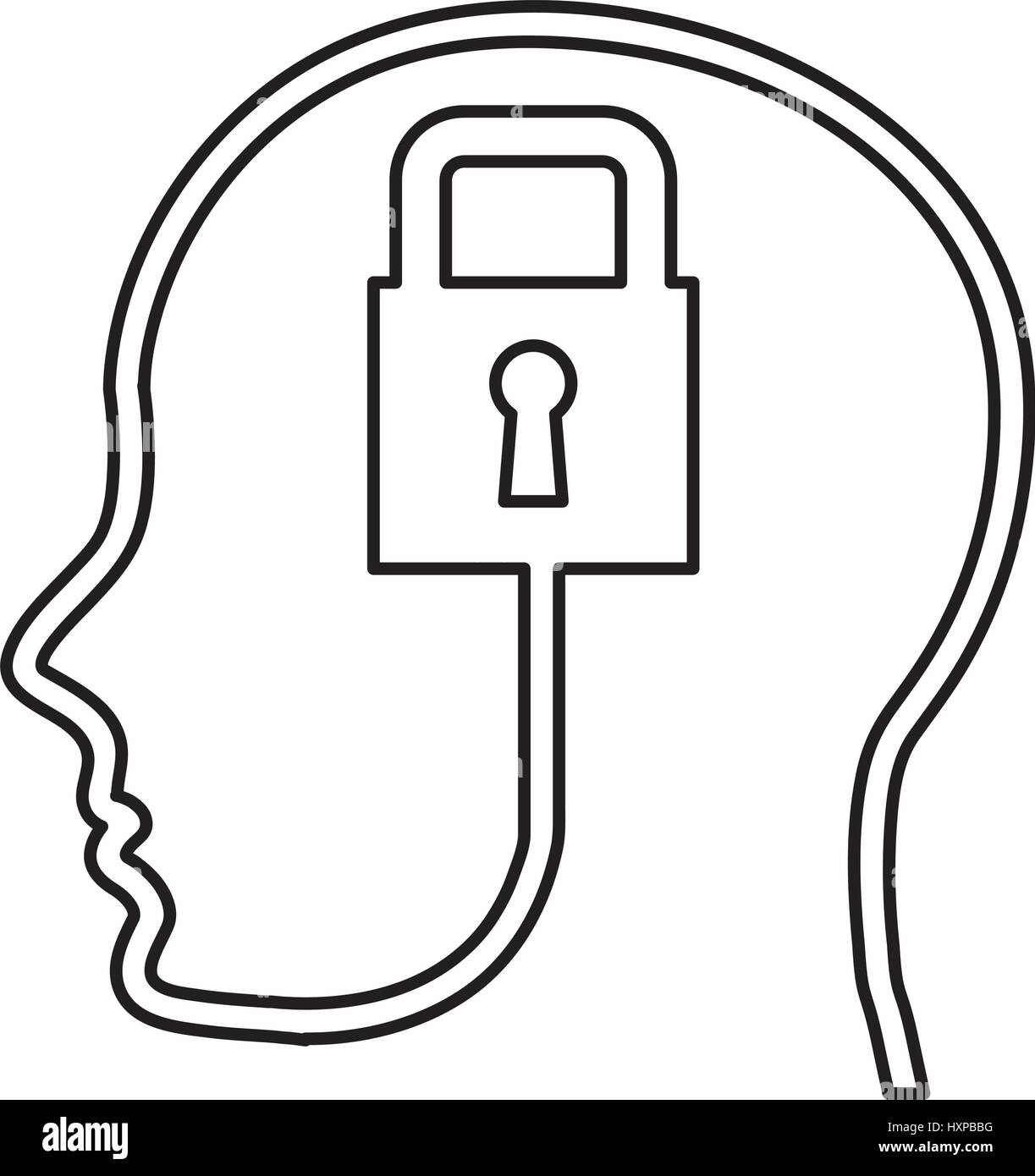 human profile with padlock vector illustration design Stock Vector ...