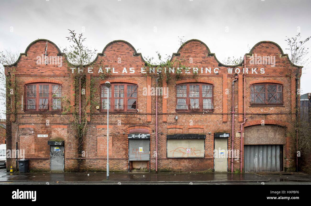 Atlas Works , Chapel Street , Levenshulme. Demolition begins on the ...