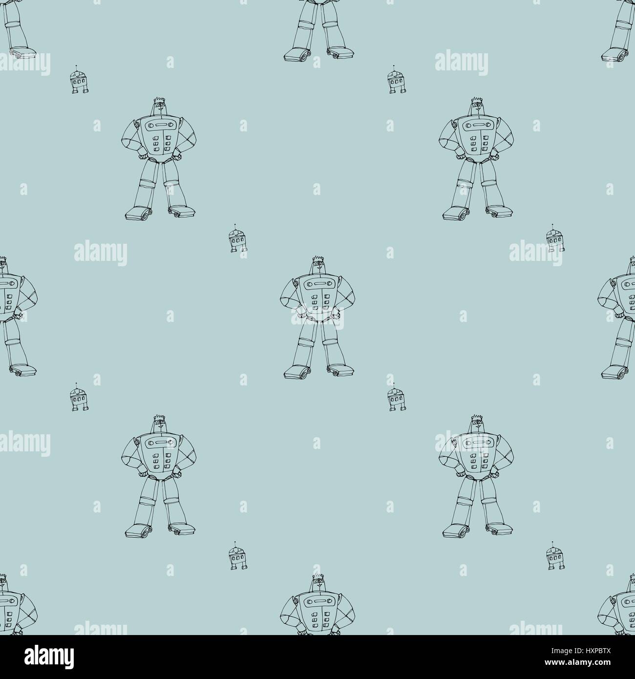 Robot doodles pattern Stock Vector Image & Art - Alamy