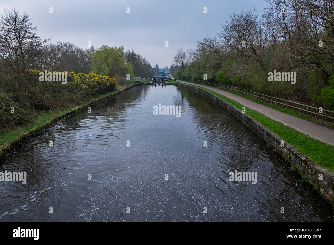 Wigan flight of 14 locks Stock Photo - Alamy