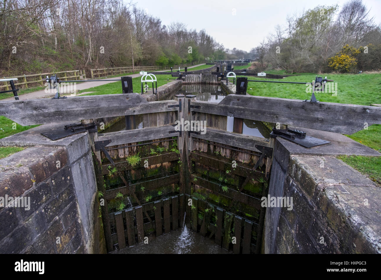 Wigan flight of 14 locks Stock Photo - Alamy